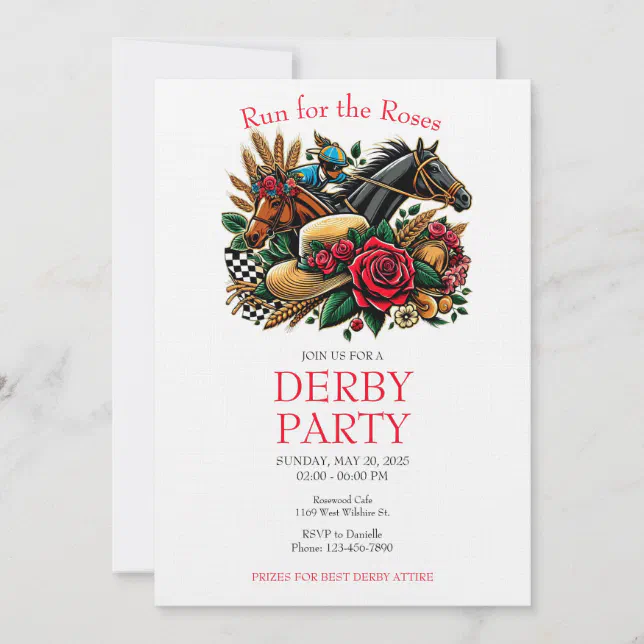 Run for the Roses Race Horse Derby Party Invitation | Zazzle