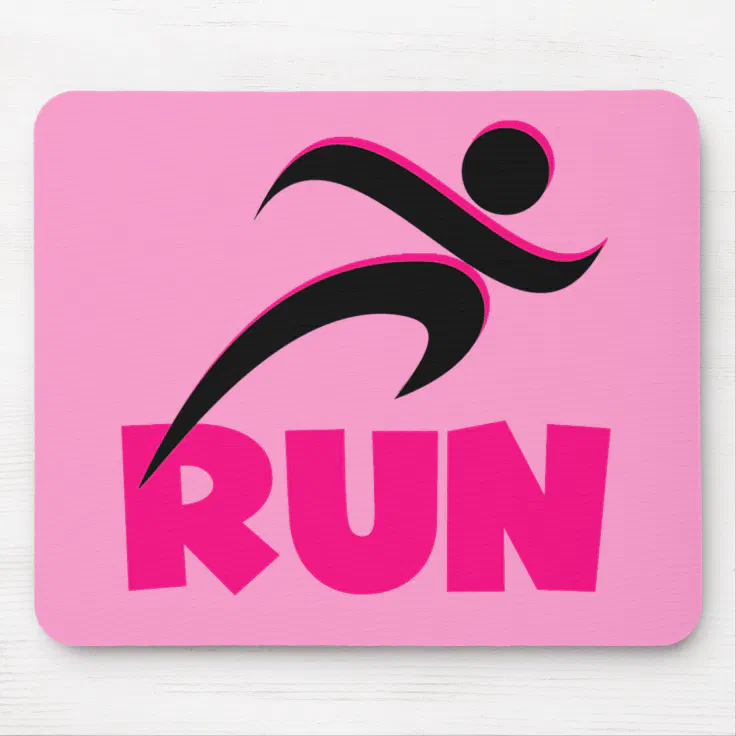 RUN Pink Mouse Pad | Zazzle