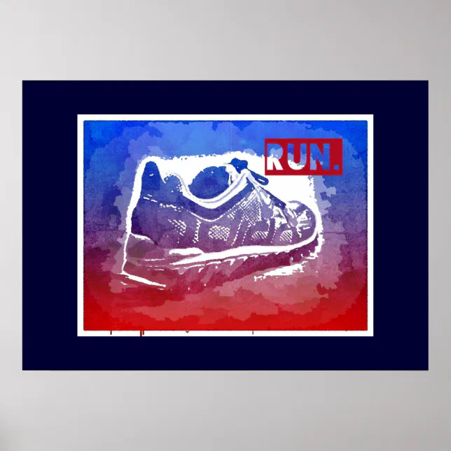 Run Running Shoe Fitness Exercise Poster Runners | Zazzle