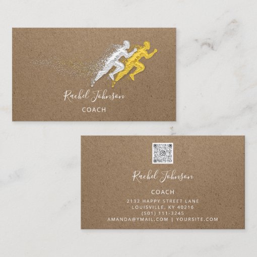 Run Sport Coach Athlete Logo Instructor QR Code Business Card | Zazzle