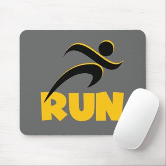 RUN Yellow Mouse Pad | Zazzle