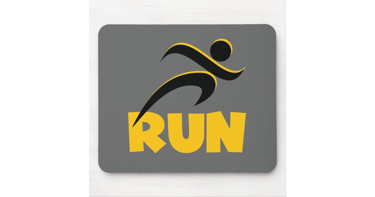 RUN Yellow Mouse Pad | Zazzle