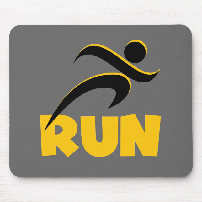 RUN Yellow Mouse Pad | Zazzle