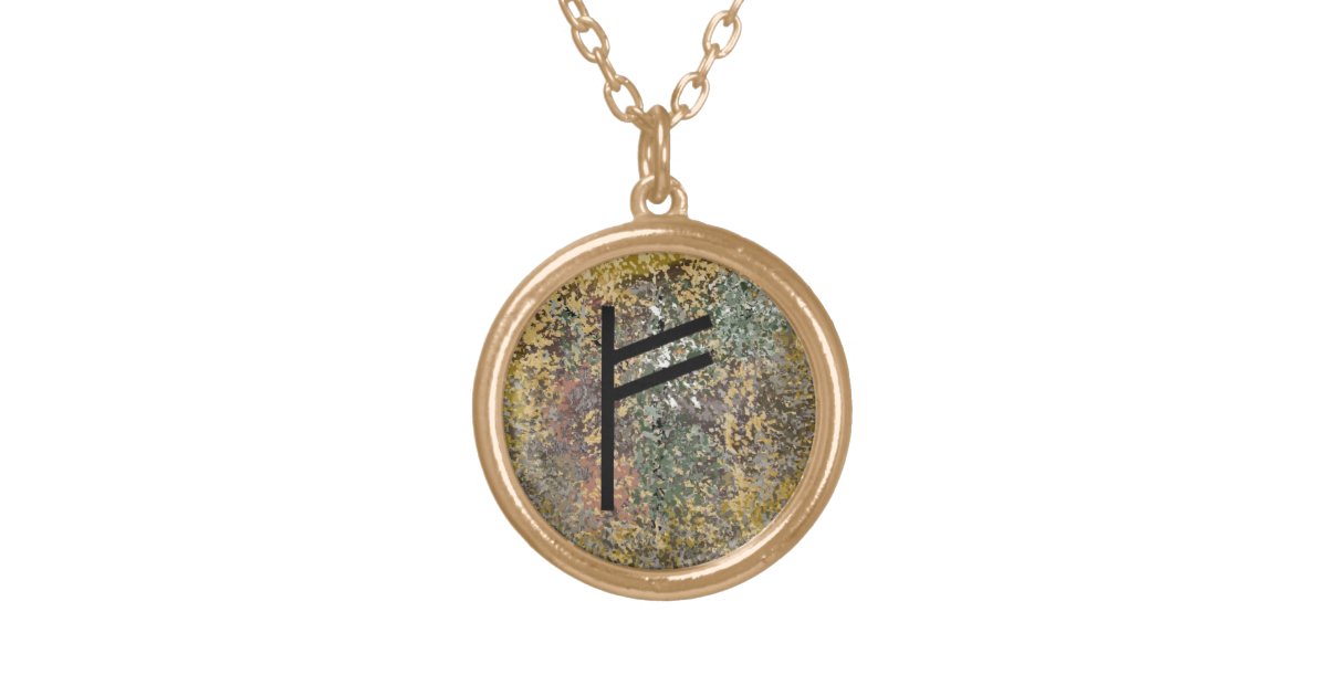 Rune necklace - Fehu - gold | Zazzle