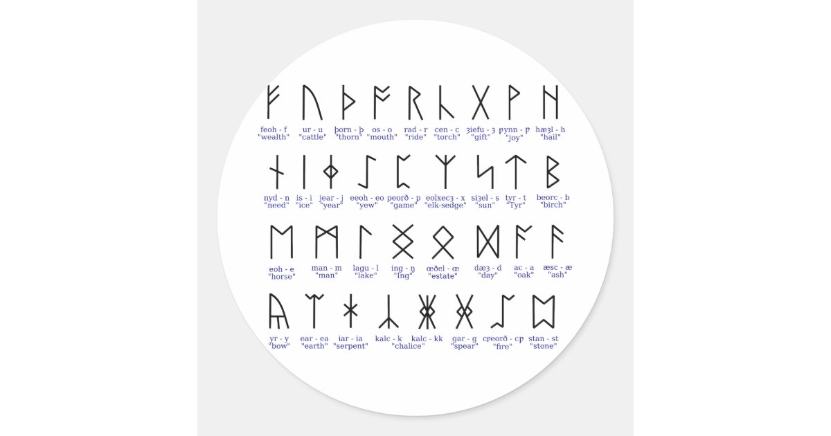 Runic Alphabet Classic Round Sticker | Zazzle