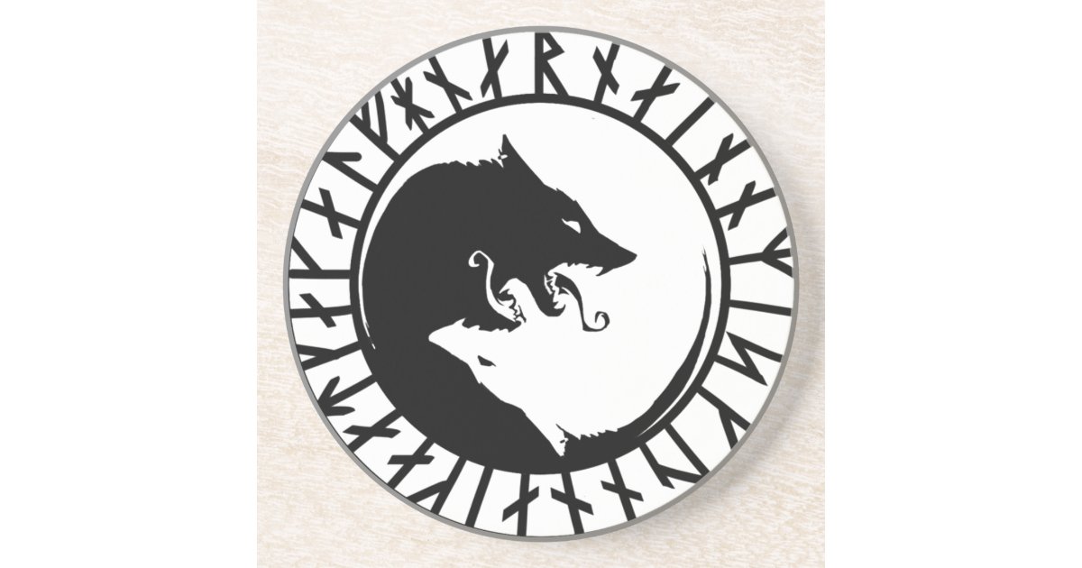 Runic Dire Wolf viking norse nordic runes Drink Coaster | Zazzle