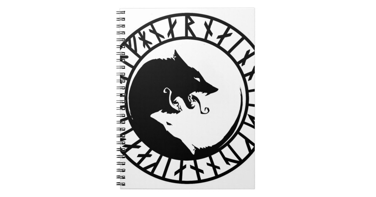 Runic Dire Wolf viking norse nordic runes Notebook | Zazzle