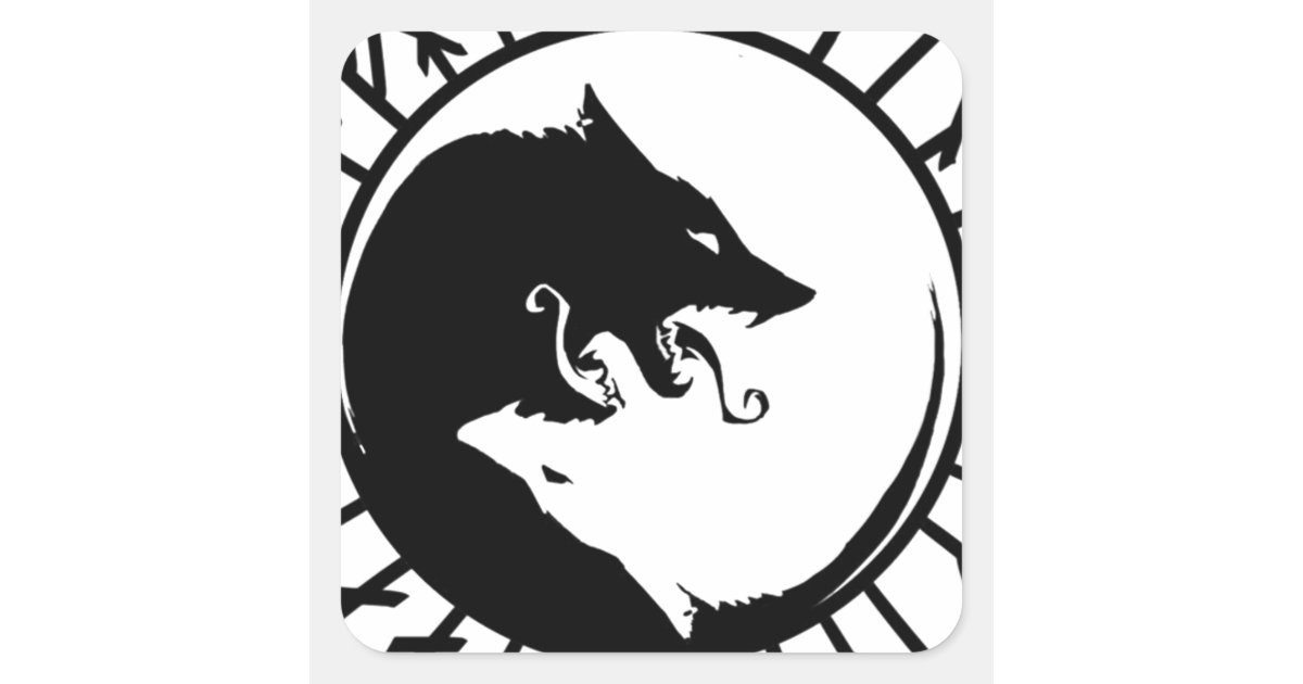 Runic Dire Wolf viking norse nordic runes Square Sticker | Zazzle