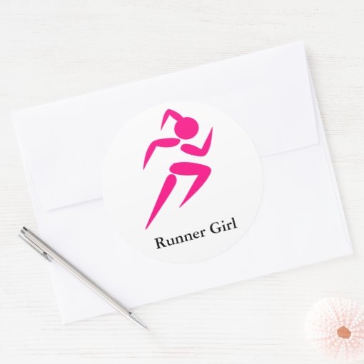 Runner Girl! Classic Round Sticker | Zazzle