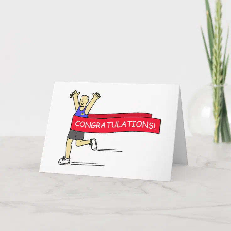 Runner with Congratulations banner. Card | Zazzle