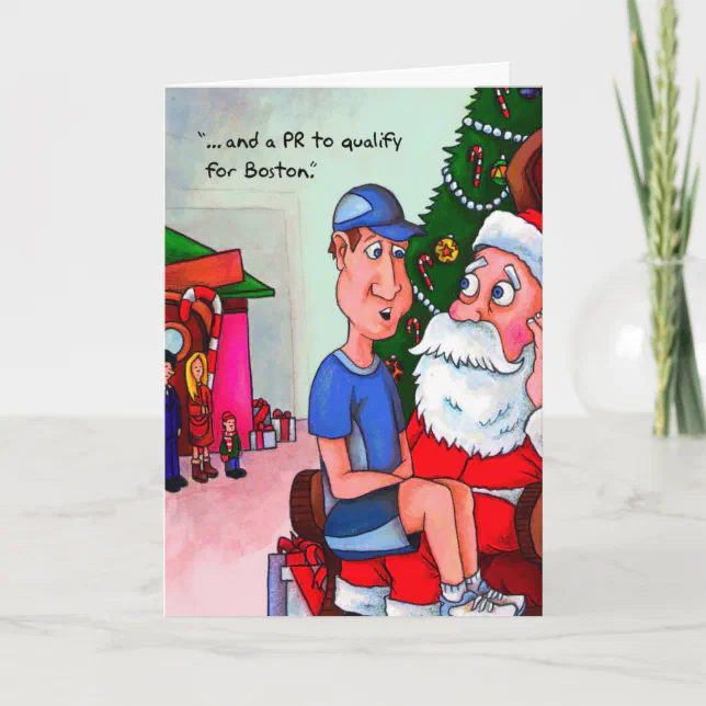Runner's Christmas Card - Santa's Lap | Zazzle