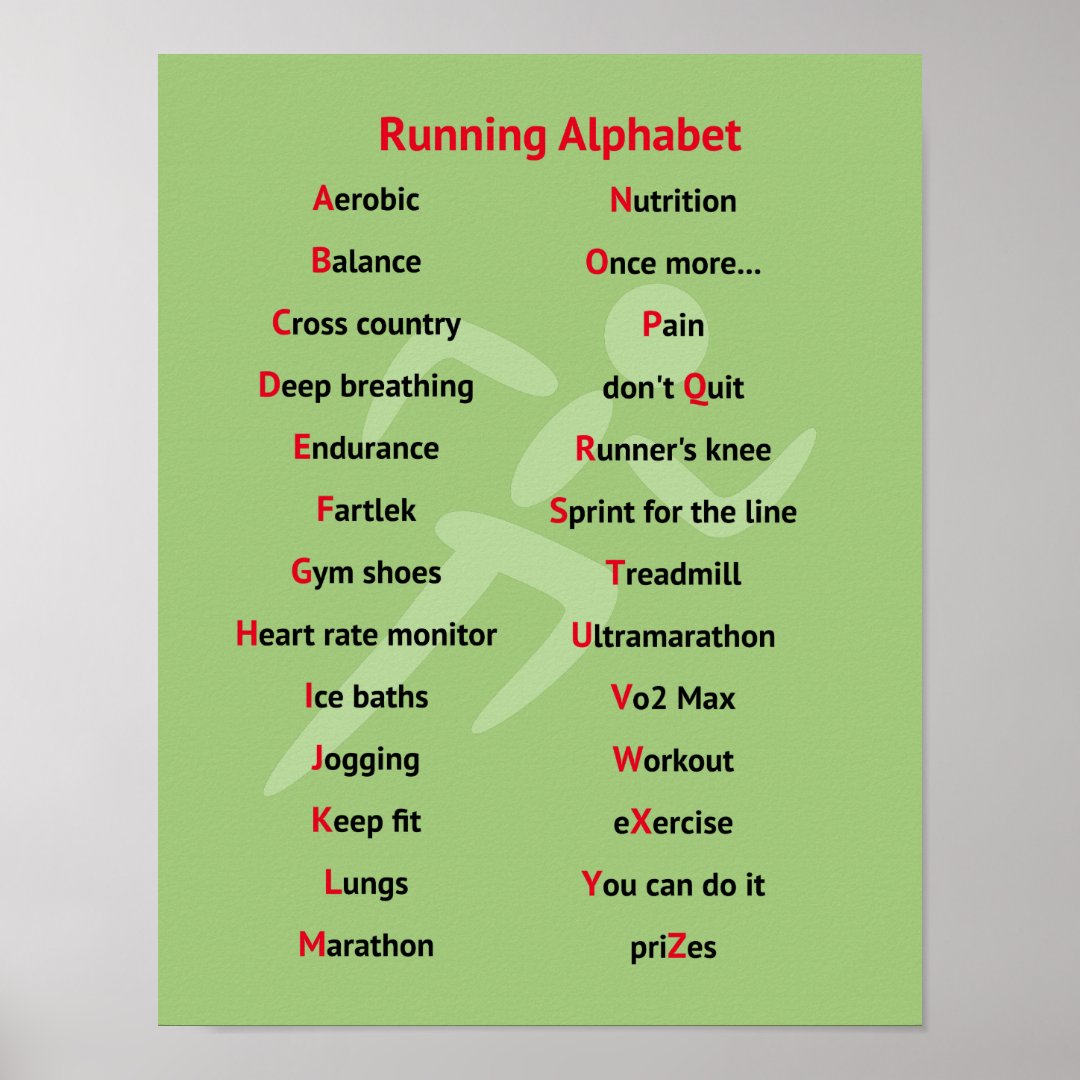 Running alphabet fun inspirational poster | Zazzle