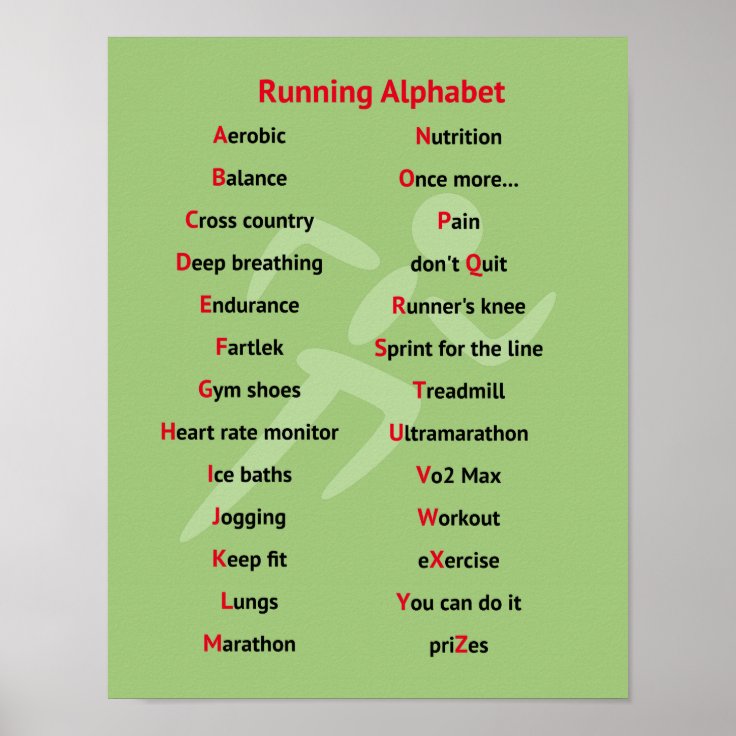 Running alphabet fun inspirational poster | Zazzle