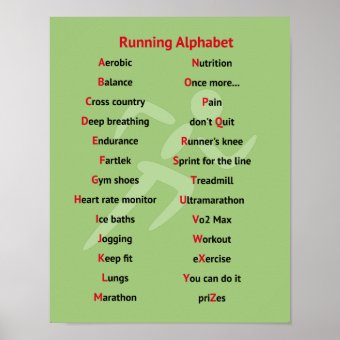 Running alphabet fun inspirational poster | Zazzle