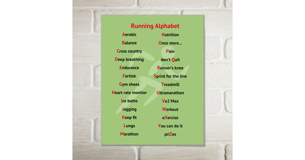 Running alphabet fun inspirational poster | Zazzle