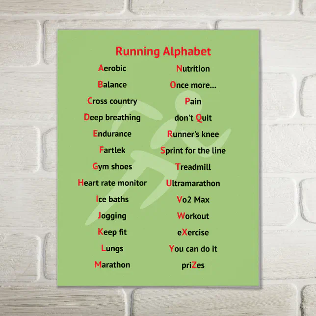 Running alphabet fun inspirational poster | Zazzle