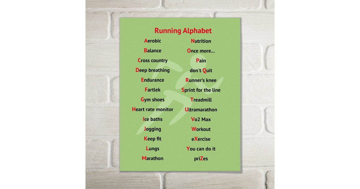 Running alphabet fun inspirational poster | Zazzle