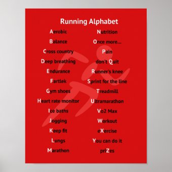 Running alphabet red inspirational poster | Zazzle