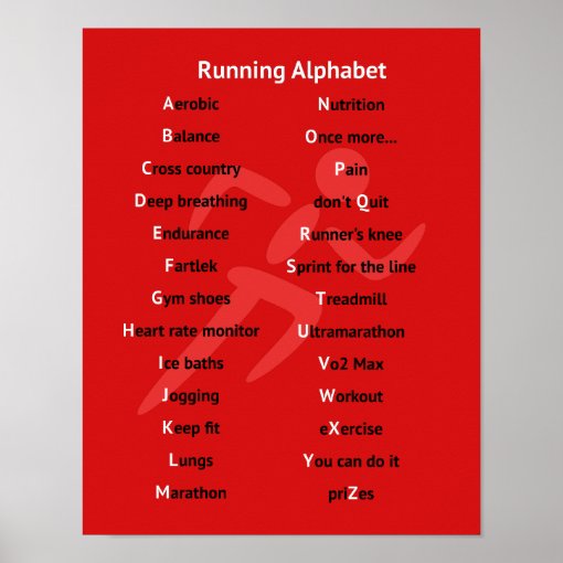 Running alphabet red inspirational poster | Zazzle