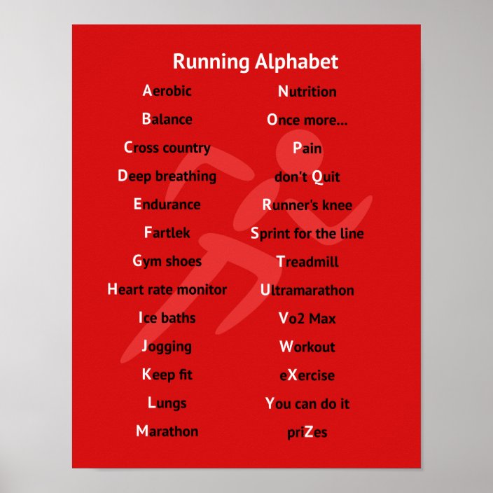 Running alphabet red inspirational poster | Zazzle.com