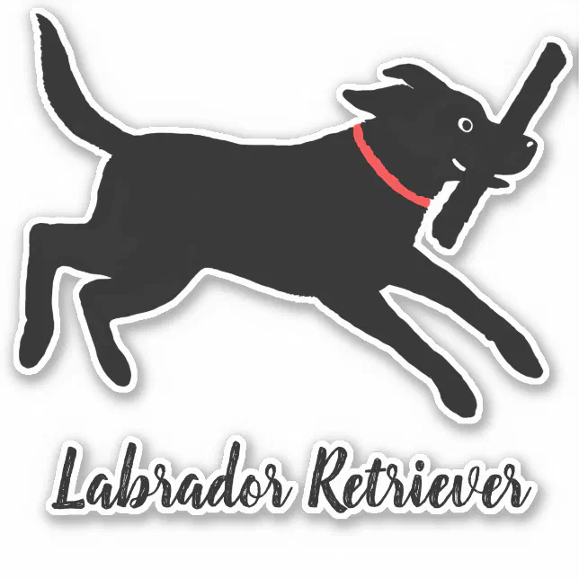 Running Black Labrador Retriever Cute Dog Sticker | Zazzle