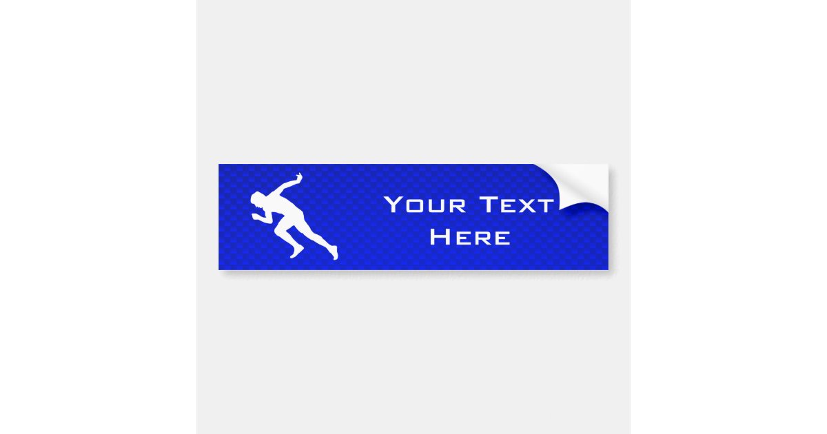 Running; Blue Bumper Sticker | Zazzle