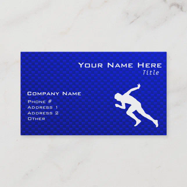 Running; Blue Business Card | Zazzle