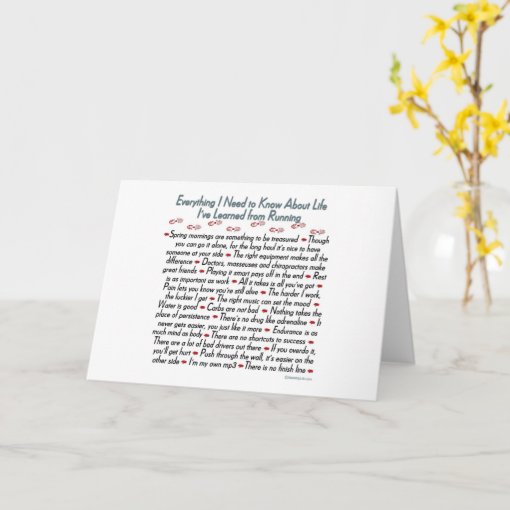 Running Life Lessons Card | Zazzle