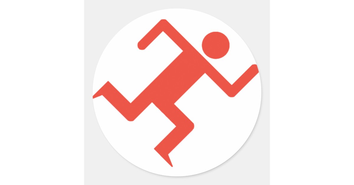 Running Man Red Classic Round Sticker | Zazzle