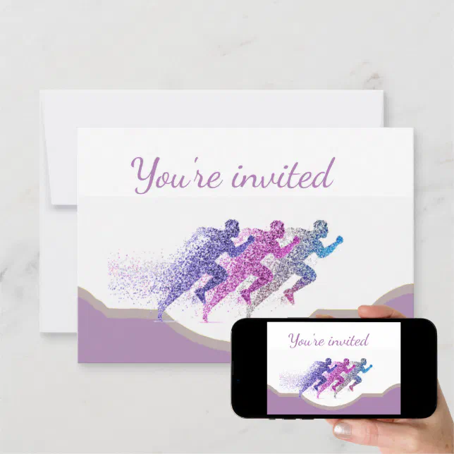 Running Marathon Runner Birthday Party Invitation | Zazzle