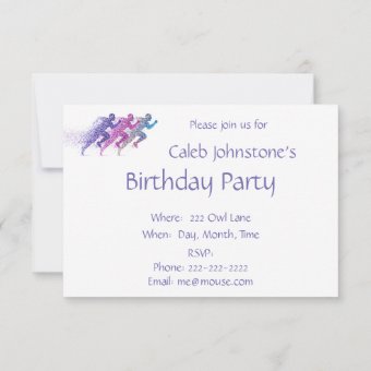 Running Marathon Runner Birthday Party Invitation | Zazzle