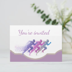 Running Marathon Runner Birthday Party Invitation | Zazzle