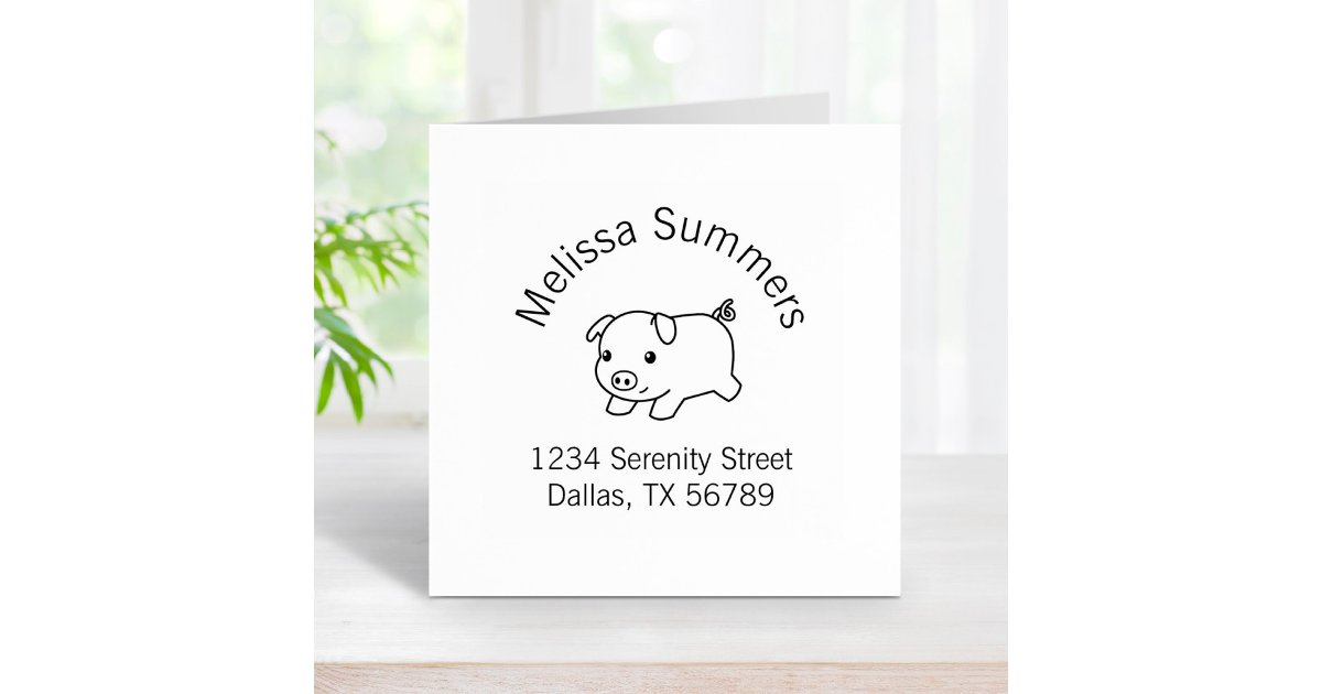 Running Piglet Pig Arch Address Rubber Stamp | Zazzle