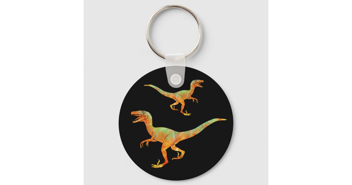 Running Velociraptor Scary Jurassic Dinosaur Art Keychain | Zazzle