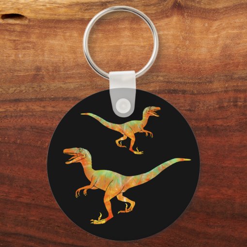 Running Velociraptor Scary Jurassic Dinosaur Art Keychain | Zazzle