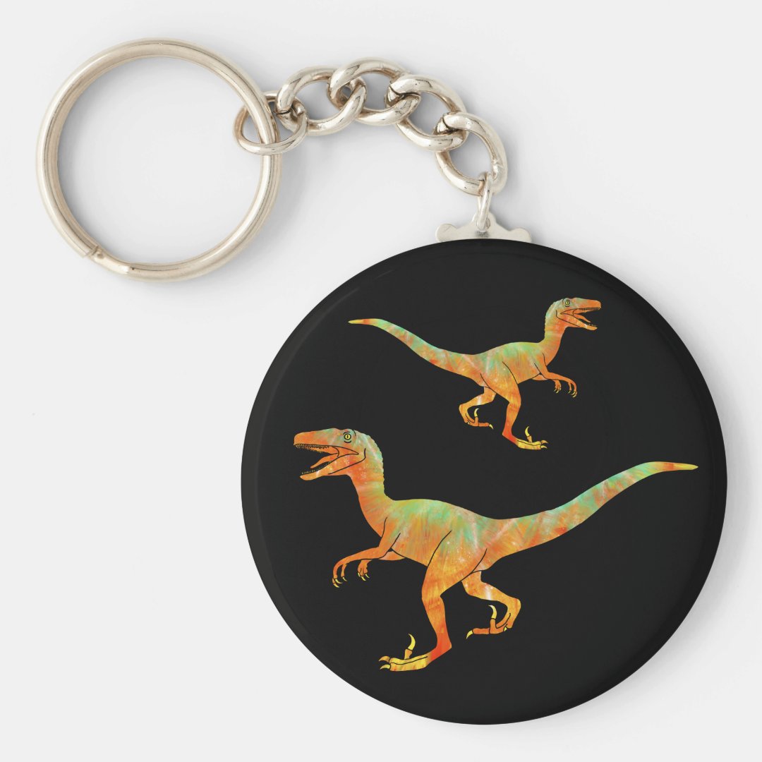 Running Velociraptor Scary Jurassic Dinosaur Art Keychain | Zazzle
