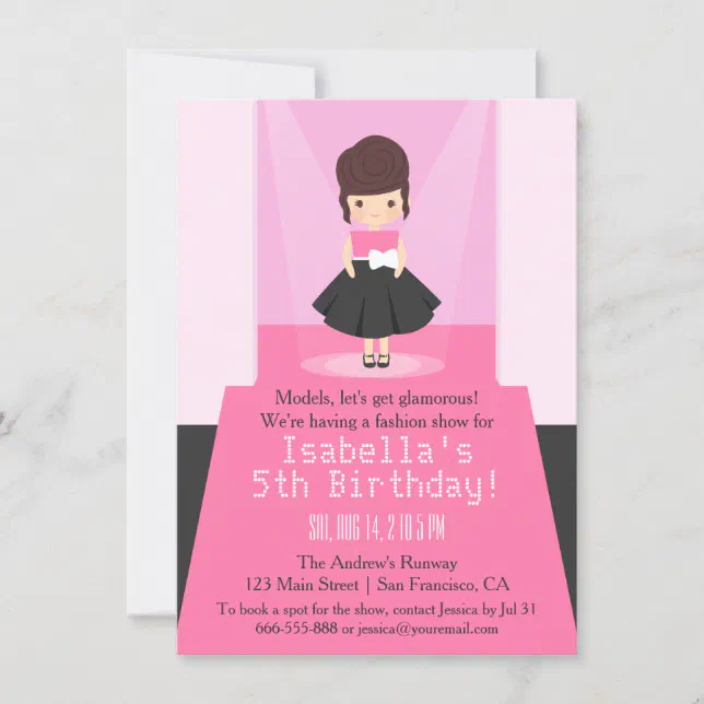 Runway Fashion Show Birthday Party Invitations | Zazzle