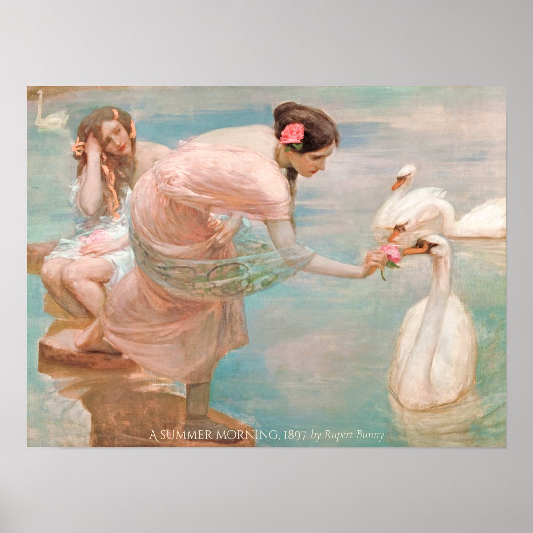 Rupert Bunny Summer morning 1897 Women with swans Poster | Zazzle