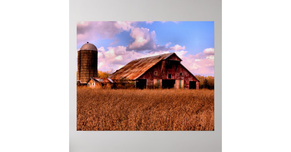 Rural America Barn Scene Poster | Zazzle