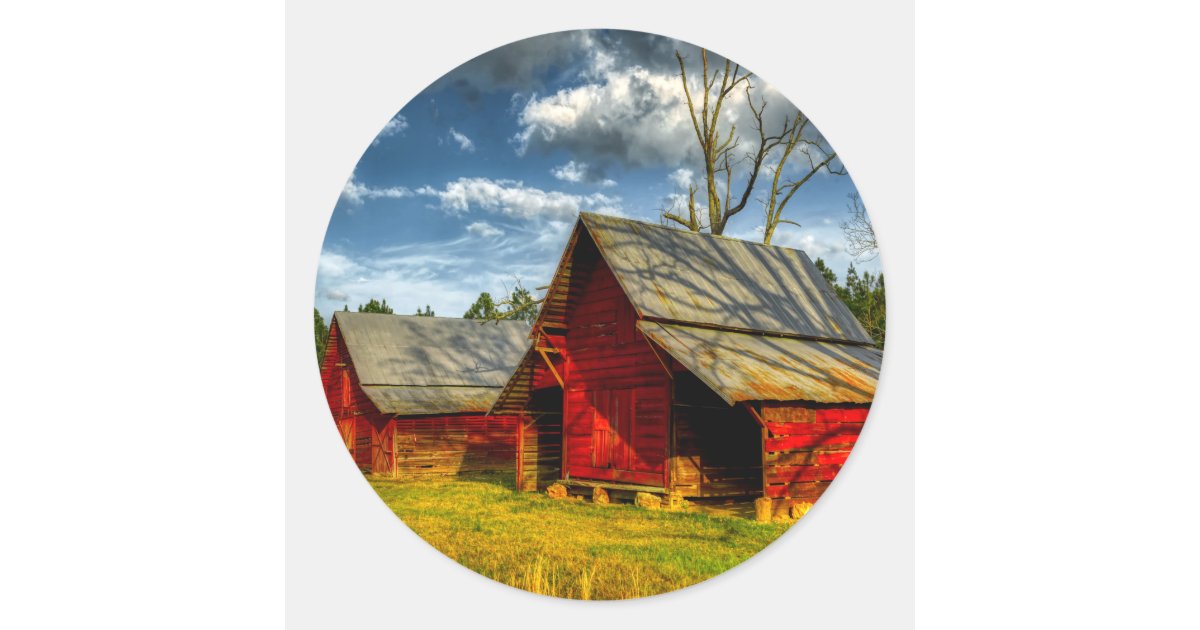 Rural America Red Barn Classic Round Sticker | Zazzle