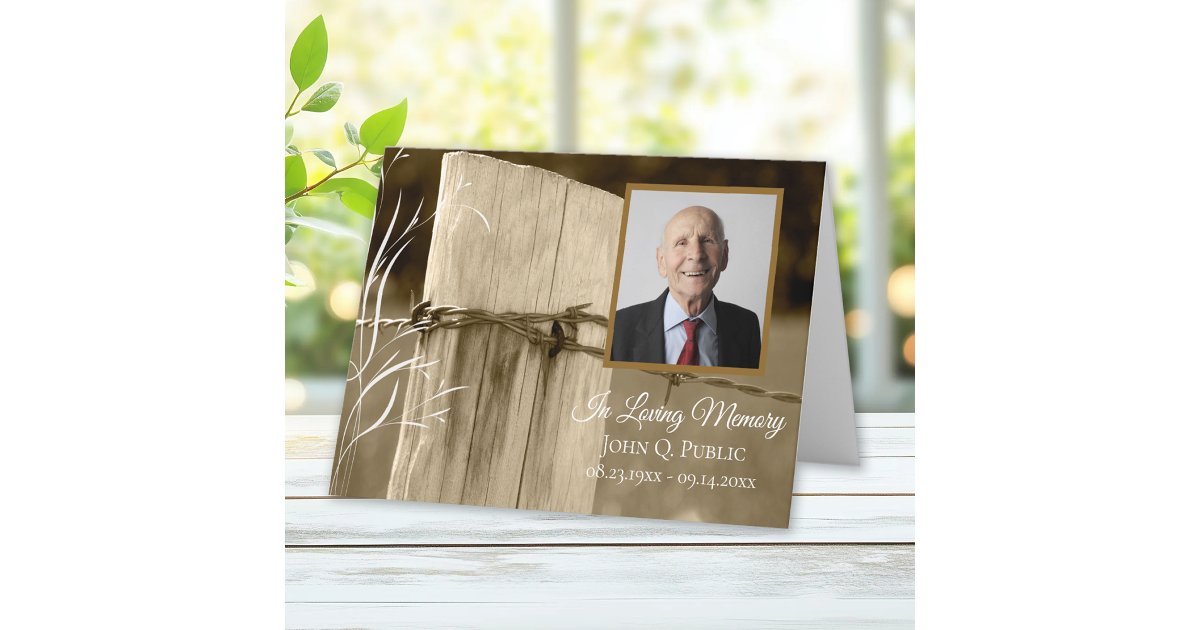 Rural Farm Fence Post Funeral Memorial Sympathy Thank You Card | Zazzle