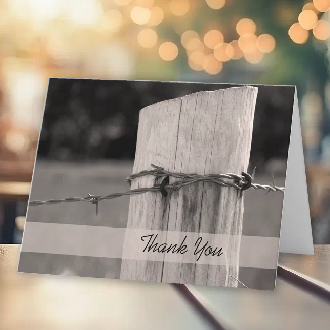 Rural Fence Post Country Farm Thank You | Zazzle