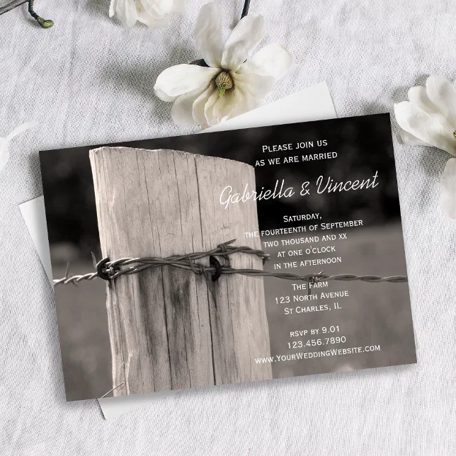 Rural Fence Post Country Ranch Wedding Invitation | Zazzle
