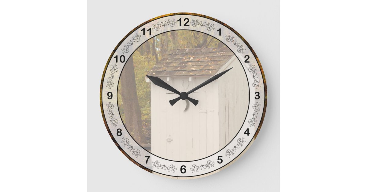 Rural - Outhouse - When nature calls Large Clock | Zazzle