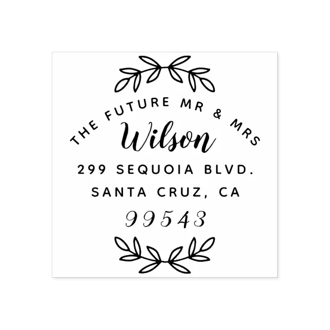 Rusic Script The Future Mr & Mrs Return Address Rubber Stamp | Zazzle