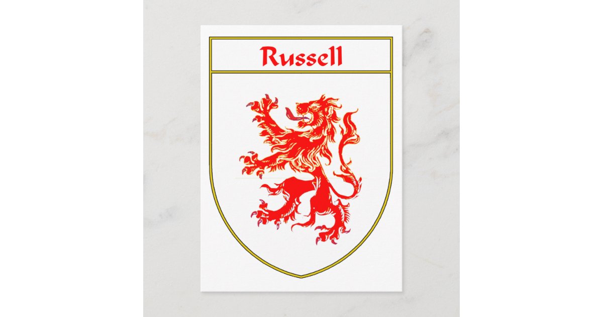 Russell Coat of Arms/Family Crest Postcard | Zazzle