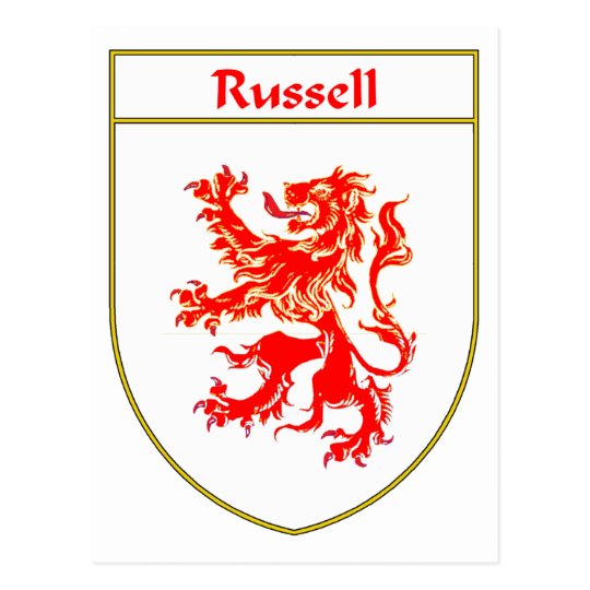 Russell Coat of Arms/Family Crest Postcard | Zazzle.com