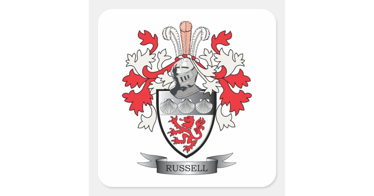 Russell Coat of Arms Square Sticker | Zazzle