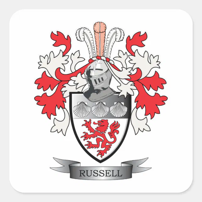 Russell Coat of Arms Square Sticker | Zazzle