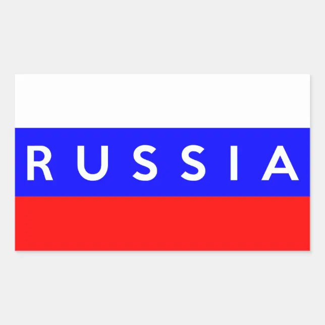 russia country flag symbol name text rectangular sticker | Zazzle